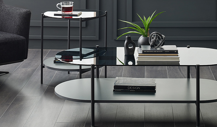 Riosa Oval Glass Coffee Table with Shelf | Enza Home Australia